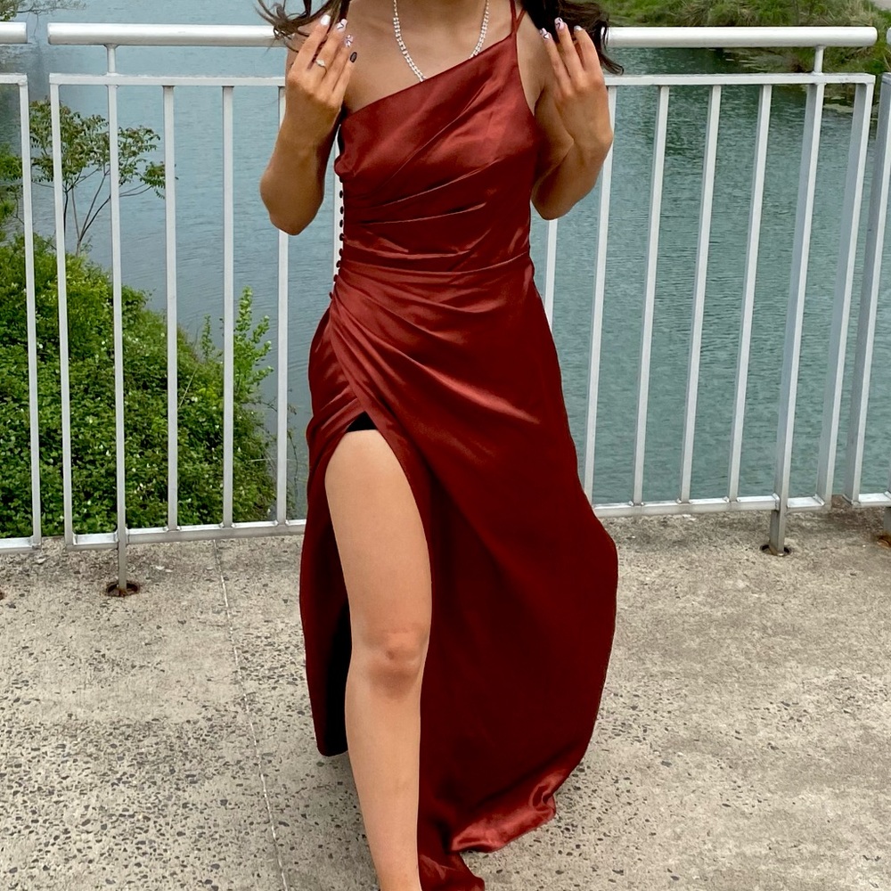One Strap Satin Prom Dress - Gem